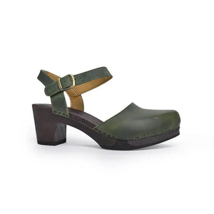 Clumpy | Women's wooden sandals "Eva" | cactus green